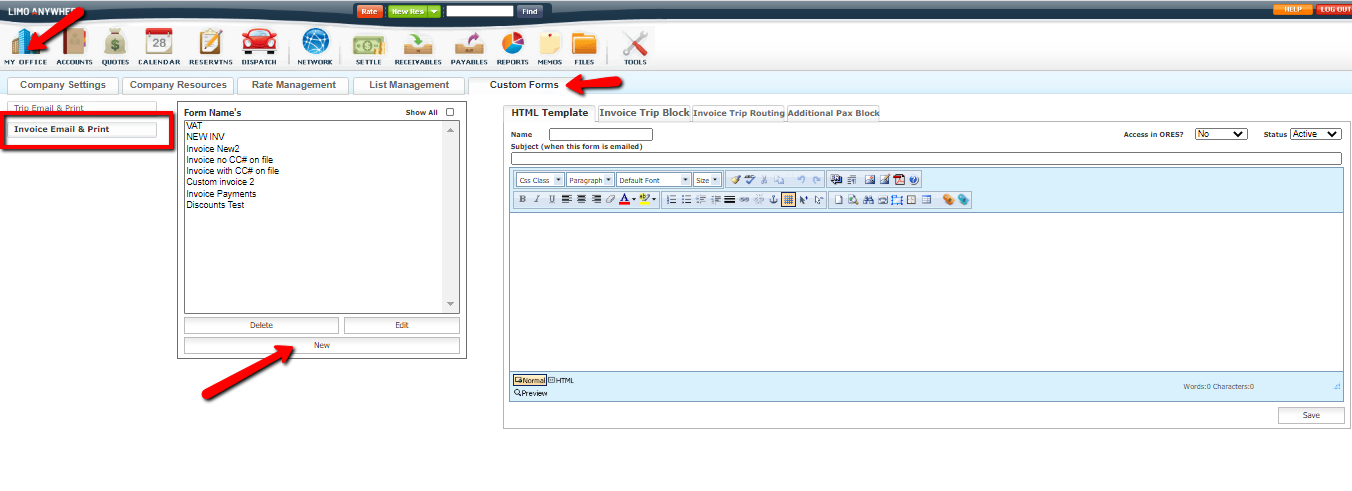 Invoices with Client PO Numbers - Limo Anywhere